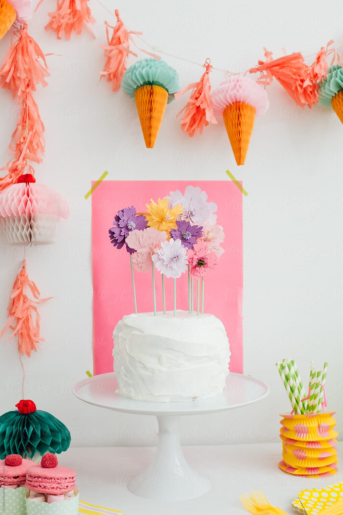 "Party Cake With Colourful Decoration" by Stocksy Contributor "Katarina ...