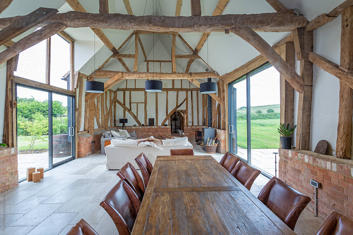 "Large Open Plan Living Area And Dining Space In A Renovated Barn." by ...