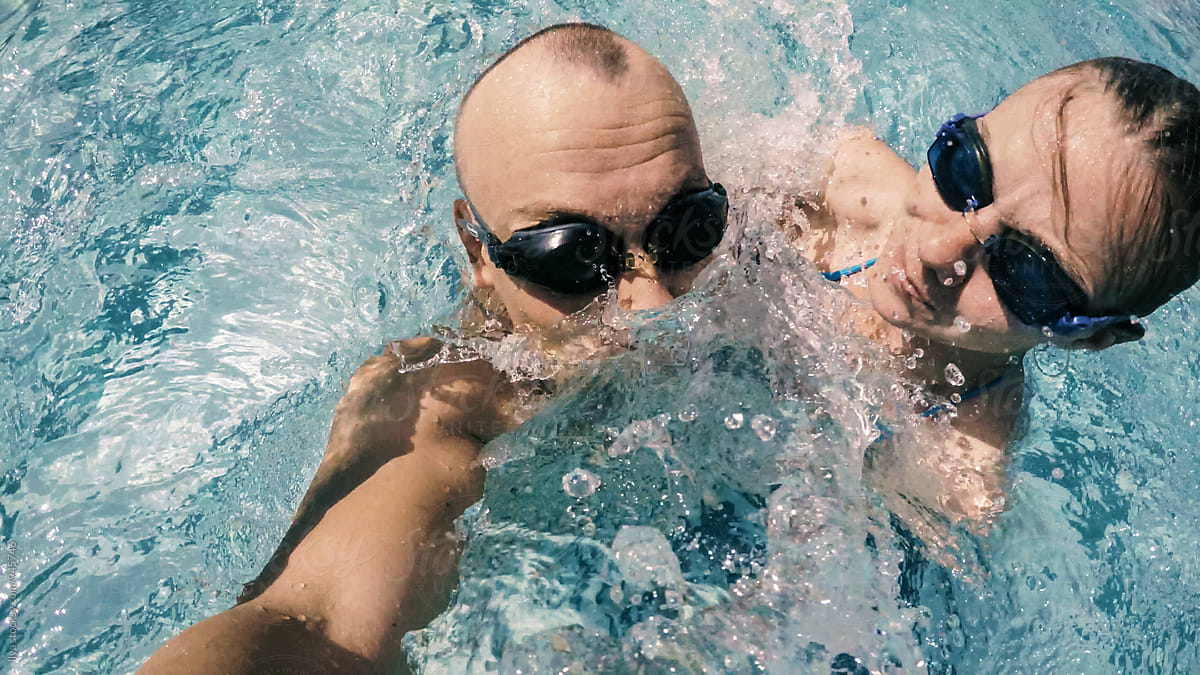 "Couple Fun Selfie Pool Water Summer Nature Outdoors Ugc" by Stocksy ...