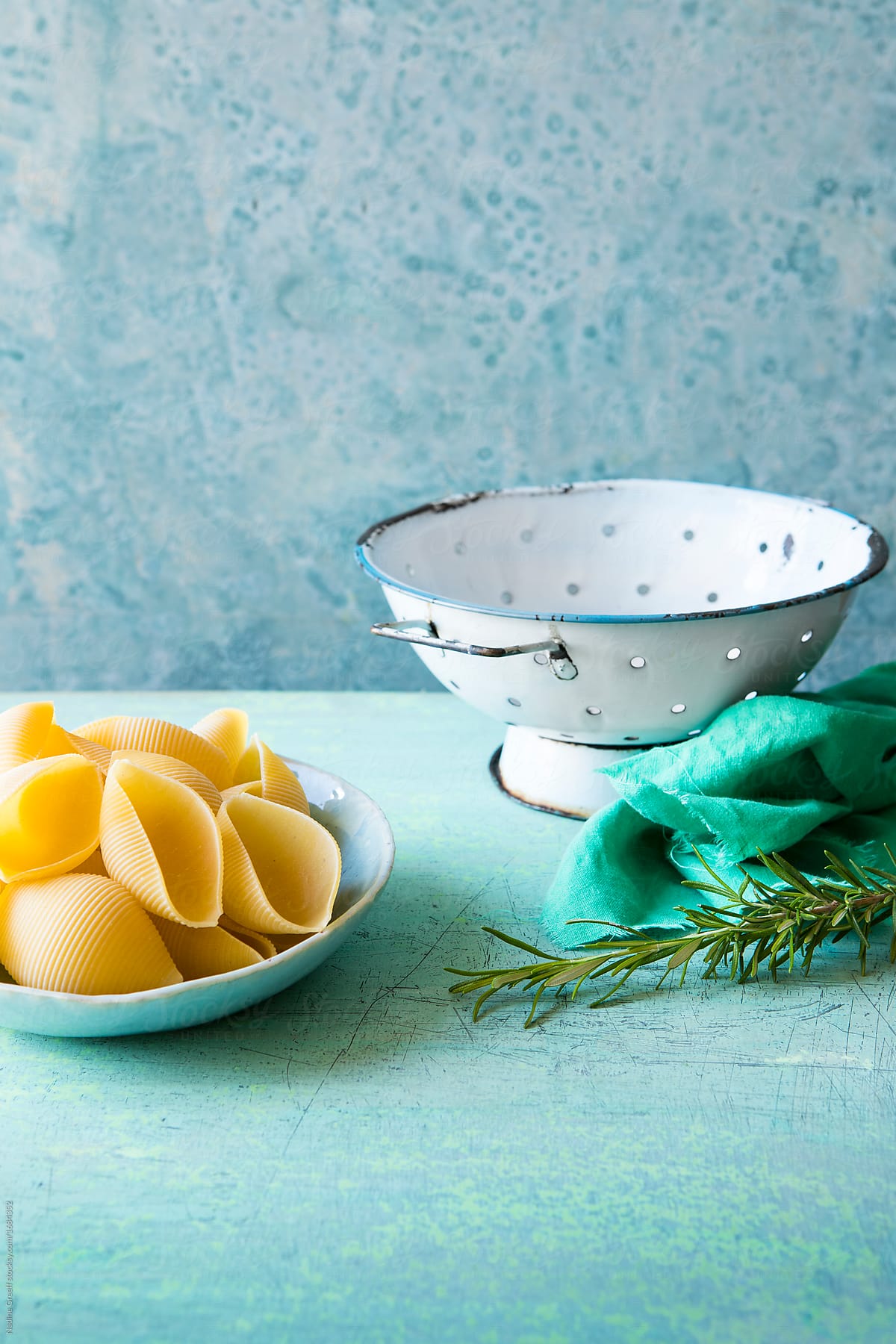 "Pasta And Colander With Copy Space" by Stocksy Contributor "Nadine ...