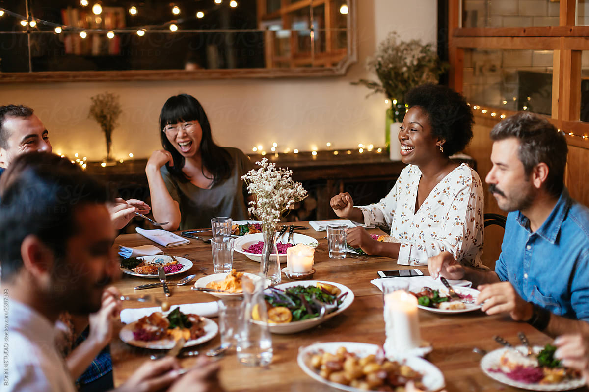 Dinner with friends. - Stock Image - Everypixel
