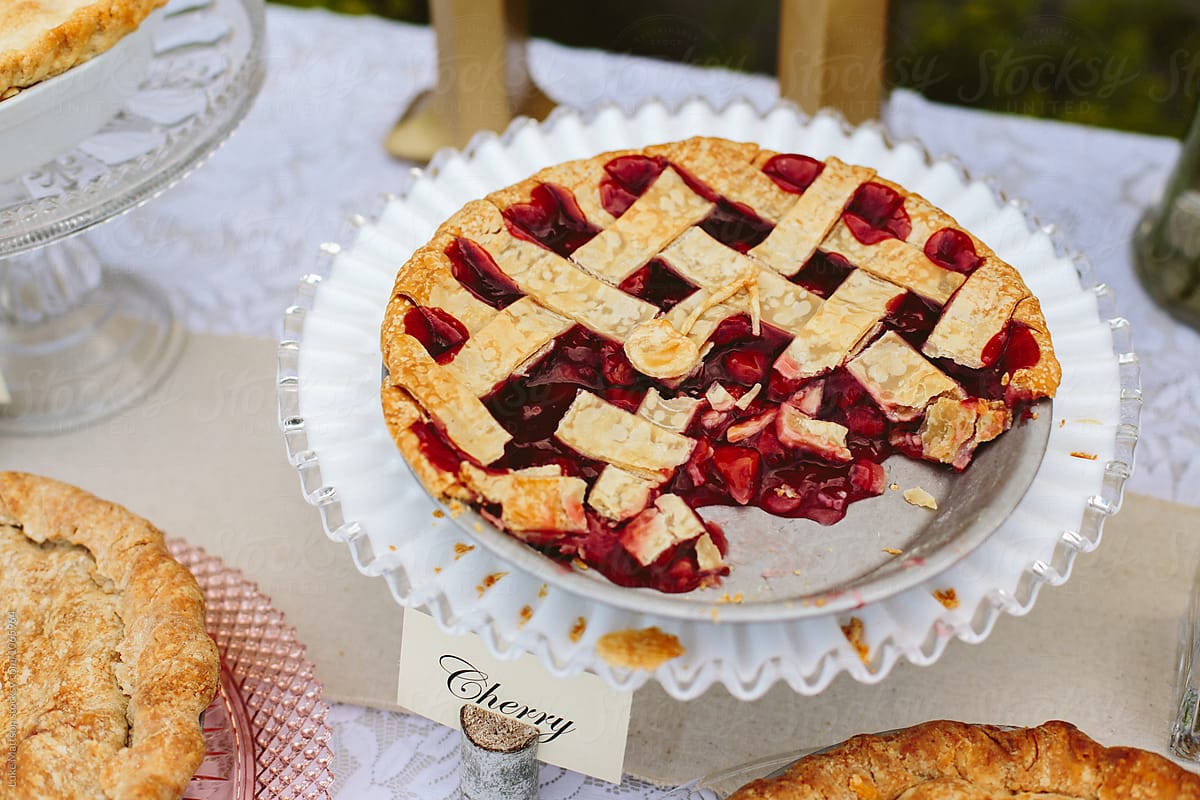 "Fresh Baked Cherry Pie On Dessert Table" by Stocksy Contributor "Luke ...