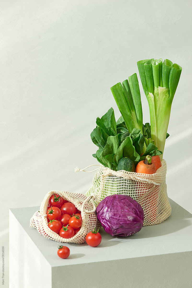 "Organic Cotton Mesh Vegetables Bag" by Stocksy Contributor "Marc Tran ...