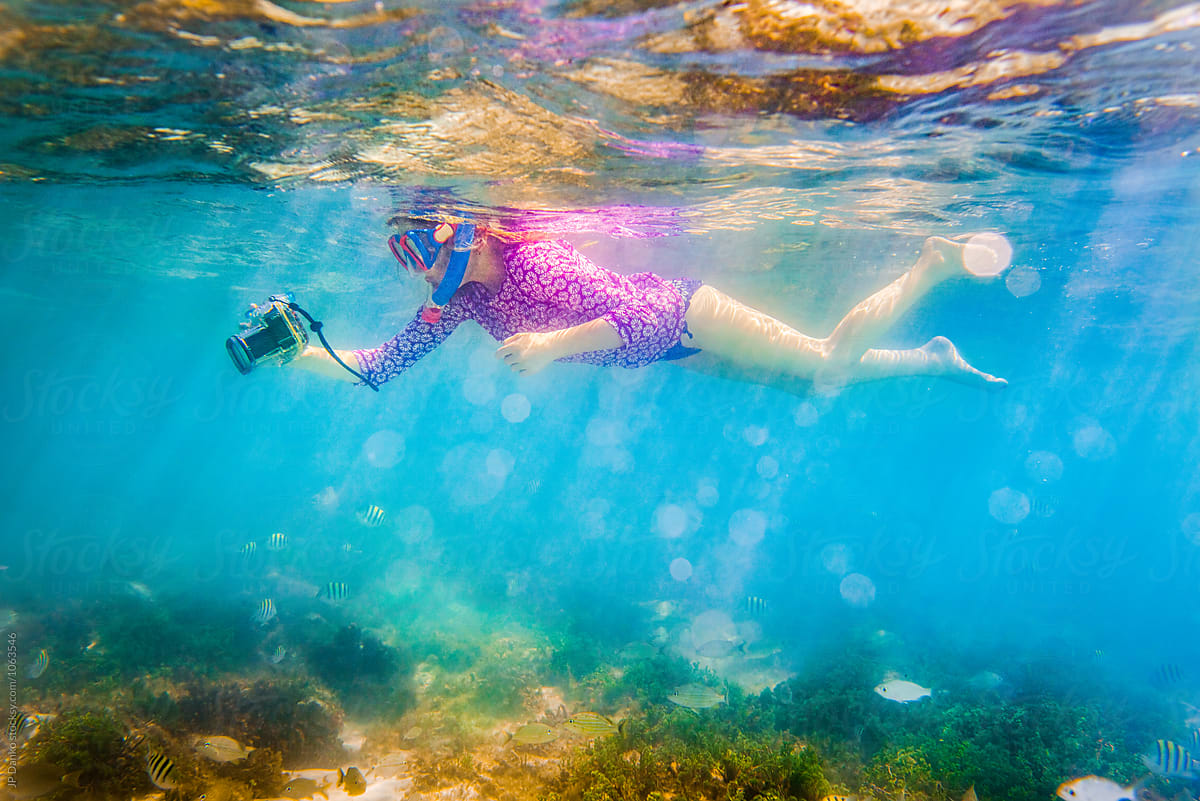 "Little Girl Snorkeling On Tropical Reef In Cuba Caribbean Island" by ...