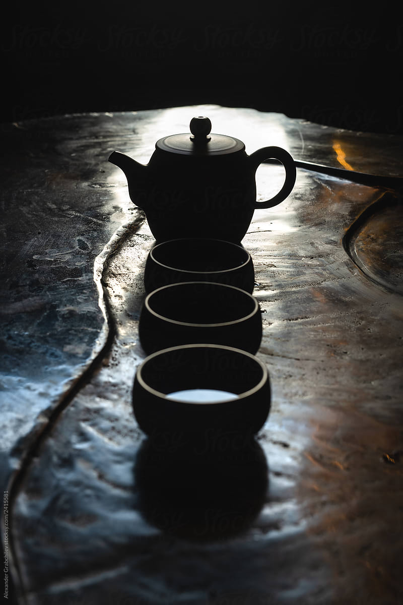 "Traditional Asian Teapot With Cups On Wood Table" by Stocksy ...
