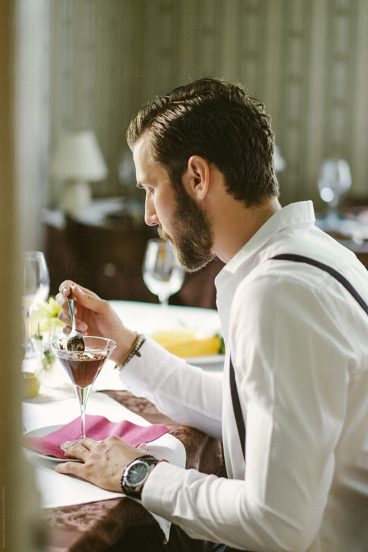 "Man Eating Dessert At The Restaurant" by Stocksy Contributor ...