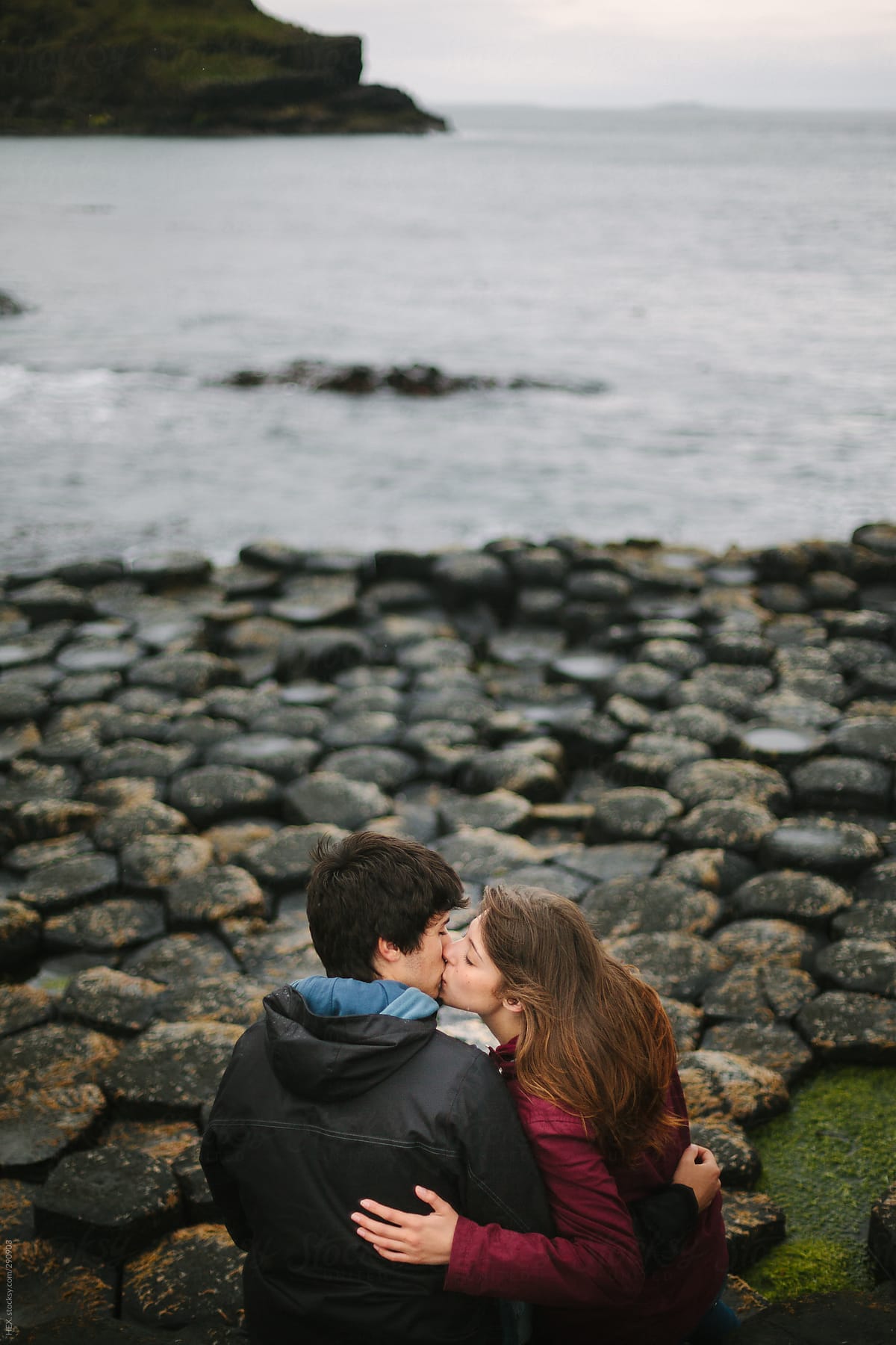 "Young Couple Kissing Passionate At The Giant Causeway" by Stocksy ...