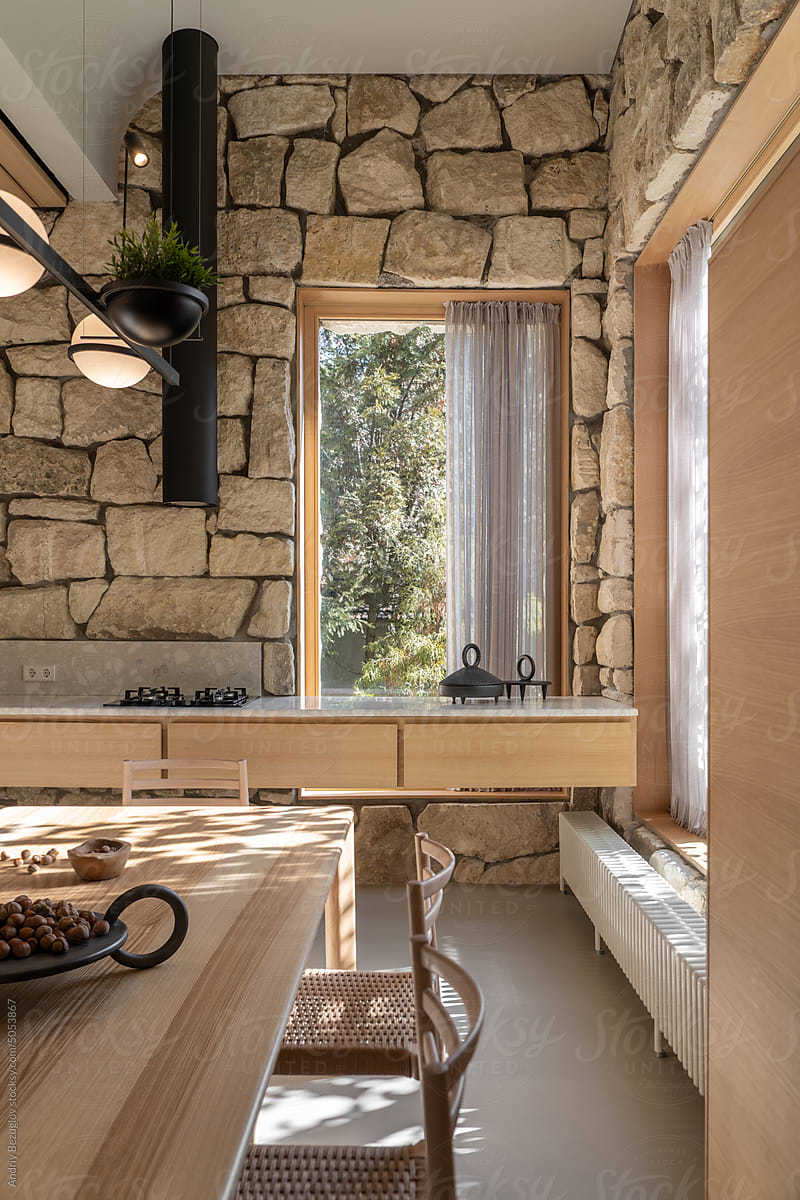 "Contemporary Interior Of Suburban Home From Natural Materials" by ...